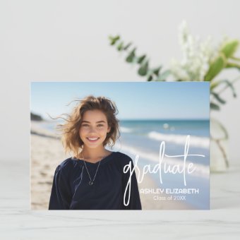 4 Photo Trendy Modern Graduation Invitation | Zazzle