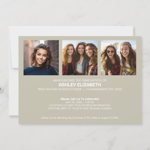 4 Photo Trendy Modern Graduation Invitation | Zazzle
