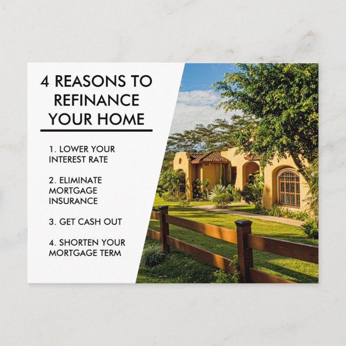 4 Reasons to Refinance Mortgage Company Postcard | Zazzle.com