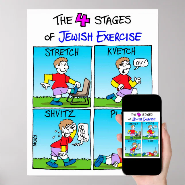 4 Stages of Jewish Exercise Poster | Zazzle