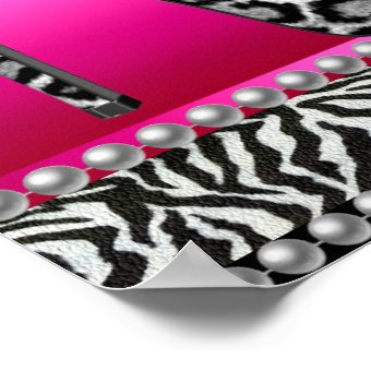 4 Stephanie Banner Hot Pink Zebra Leopard Poster | Zazzle
