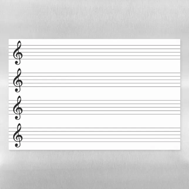 4 Treble Clef Staffs (Staves, System) Music Blank Magnetic Dry Erase ...