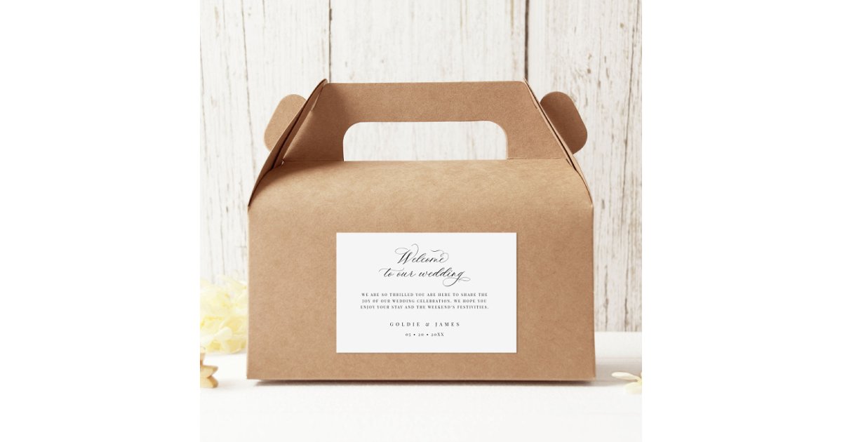 4 x 6 Welcome Gift Box Labels Hotel Bag Stickers | Zazzle