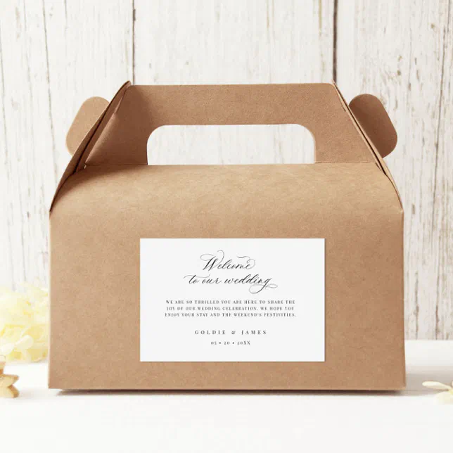 4 x 6 Welcome Gift Box Labels Hotel Bag Stickers | Zazzle