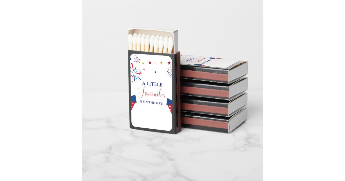 4t of July Independence firecracker Baby Shower Matchboxes | Zazzle
