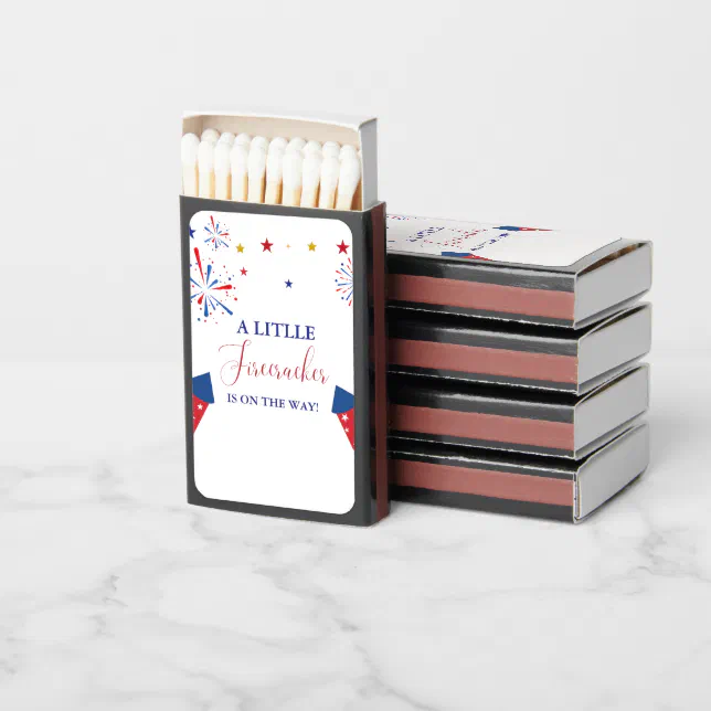 4t of July Independence firecracker Baby Shower Matchboxes | Zazzle