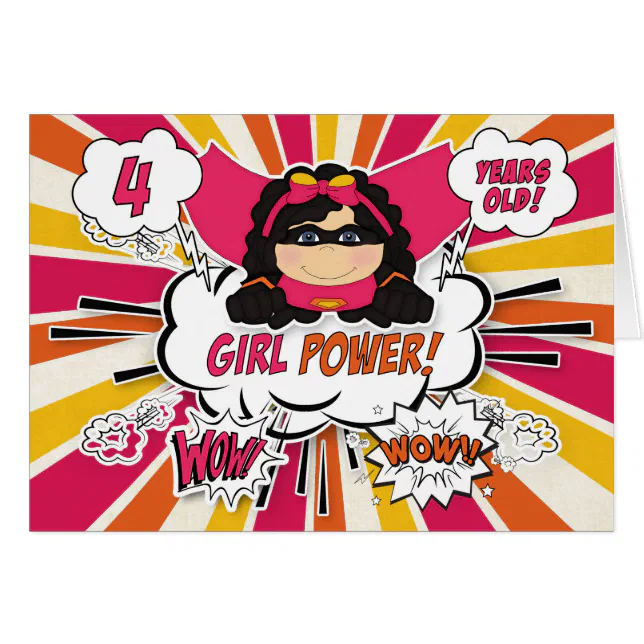 4th Birthday Girls Super Kids Pink Comic Book | Zazzle