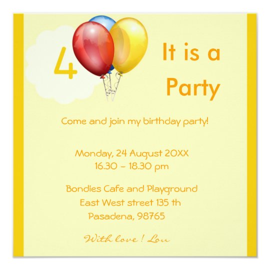 4th Birthday Invitation | Zazzle.com