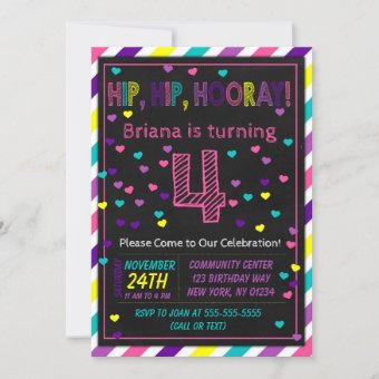 4th Birthday Invitation for a Girls Birthday Party | Zazzle
