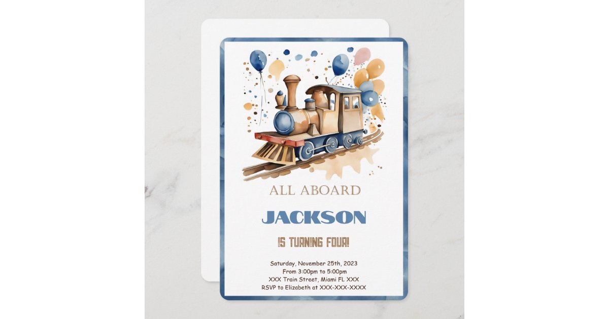 4th Birthday Train Invitation | Zazzle