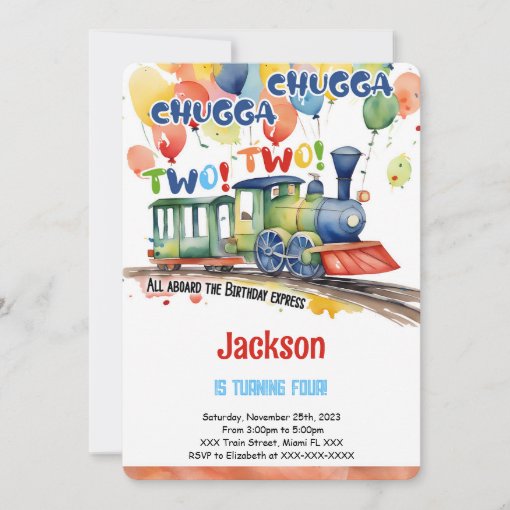 4th Birthday Train Party Invitation | Zazzle