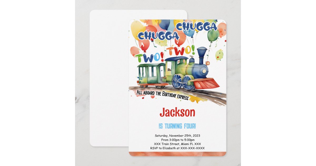 4th Birthday Train Party Invitation | Zazzle