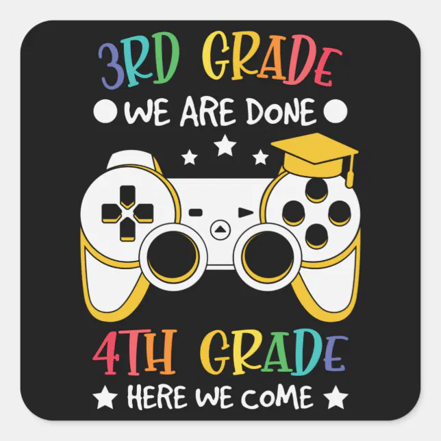 4th Grade Here We Come Kids Back to School Gamer Square Sticker | Zazzle