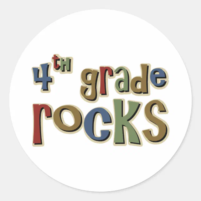 4th Grade Rocks Fourth Classic Round Sticker | Zazzle