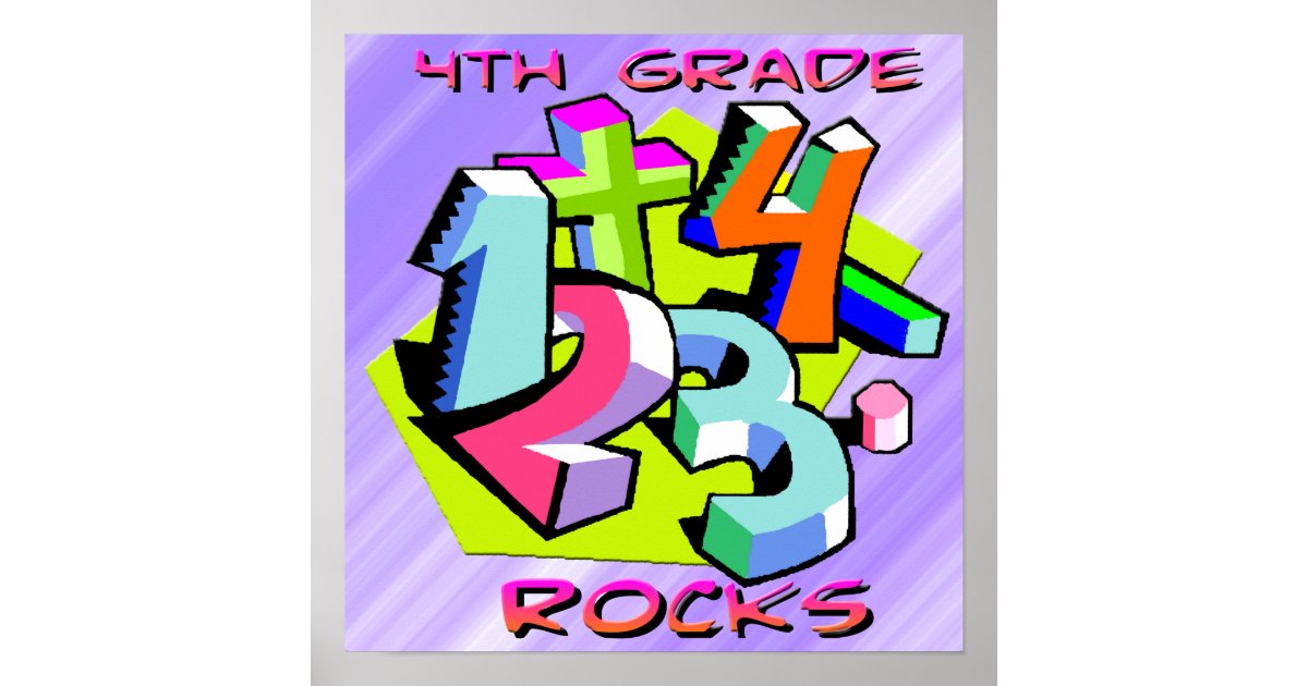 4th Grade Rocks - Numbers Poster | Zazzle