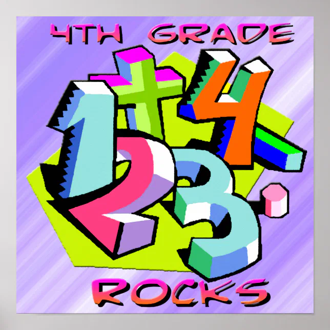 4th Grade Rocks - Numbers Poster | Zazzle