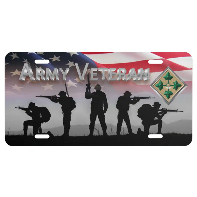 4th Infantry Division Army Veteran License Plate | Zazzle