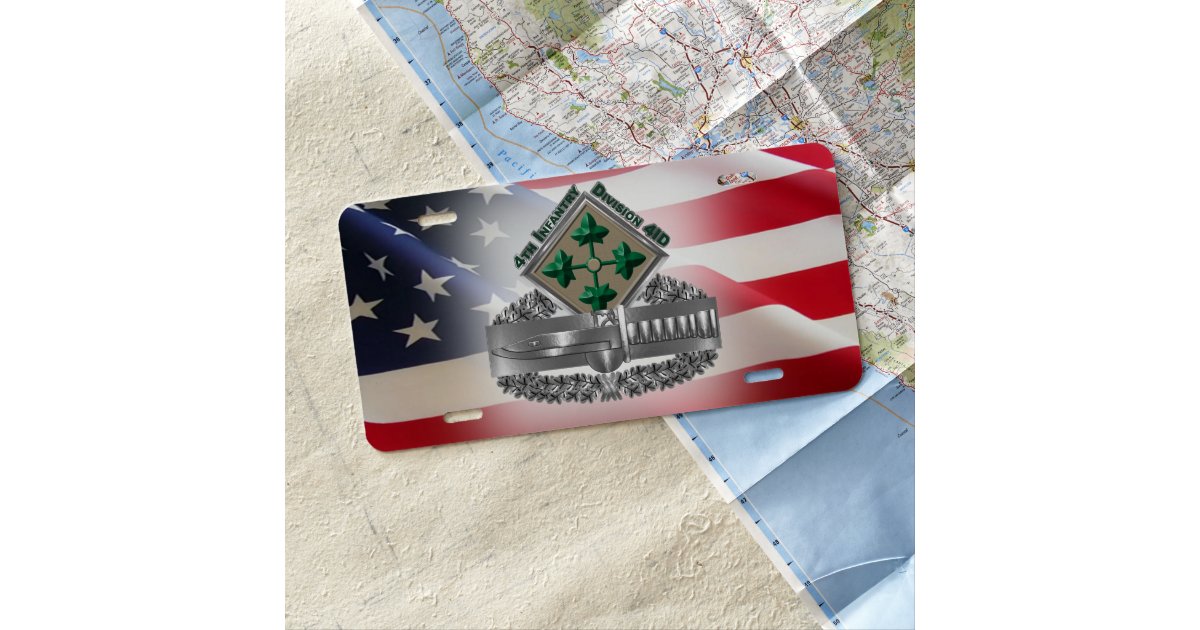 4th Infantry Division Combat Action Badge License Plate | Zazzle