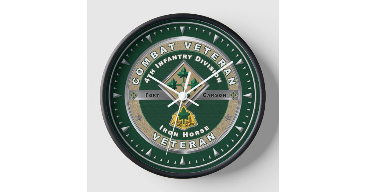 4th Infantry Division Combat Veteran Clock | Zazzle