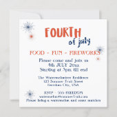 4th July Food Fun Fireworks Party Invitation | Zazzle