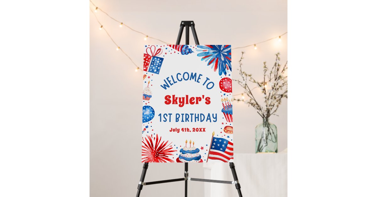4th July Patriotic 1st Birthday Party Welcome Sign | Zazzle