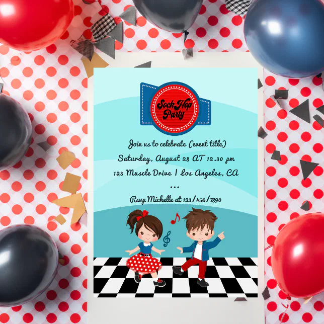 4th July Sock Hop Party Invitation | Zazzle