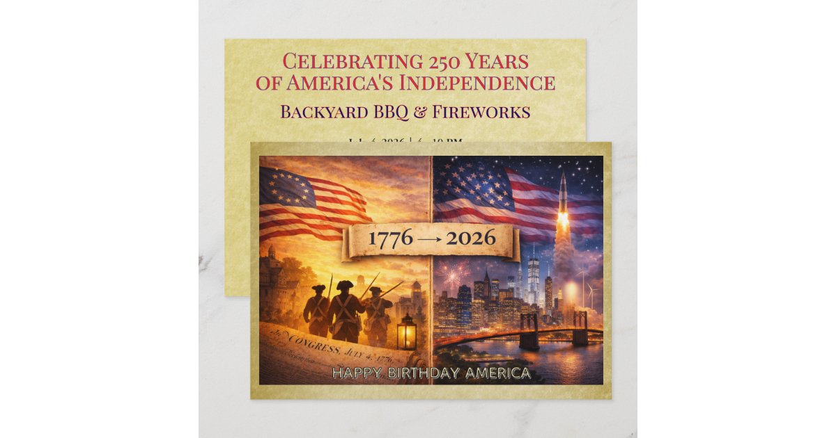4th of July America 1776 to 2026 USA 250th Party Invitation | Zazzle