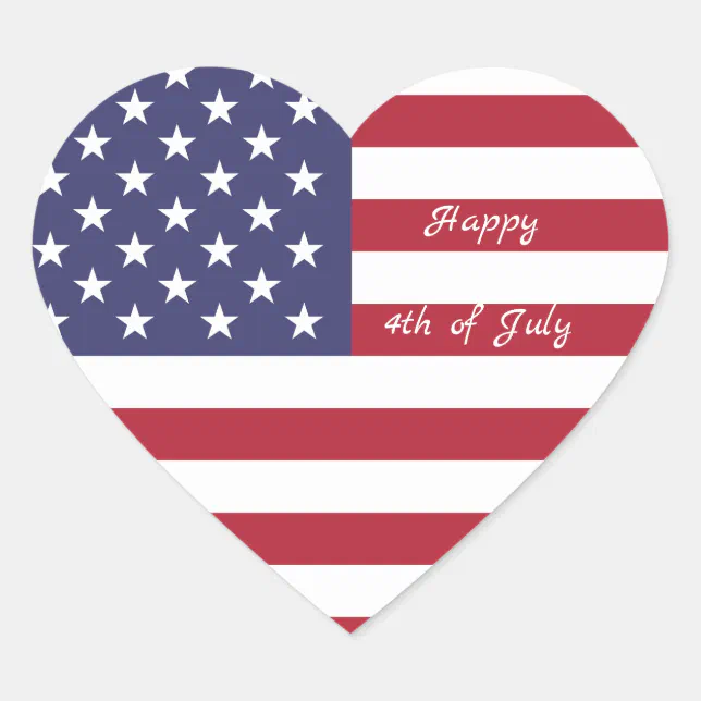 4th of July American USA Flag Heart Flag Fireworks Heart Sticker | Zazzle