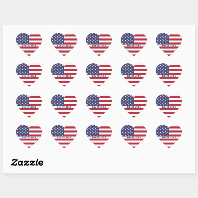 4th of July American USA Flag Patriotic Heart Sticker | Zazzle