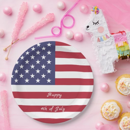 4th of July American USA Flag Patriotic Paper Plates | Zazzle