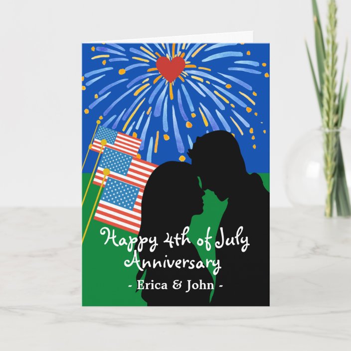 4th of July Anniversary with Couple Fireworks Card | Zazzle.com
