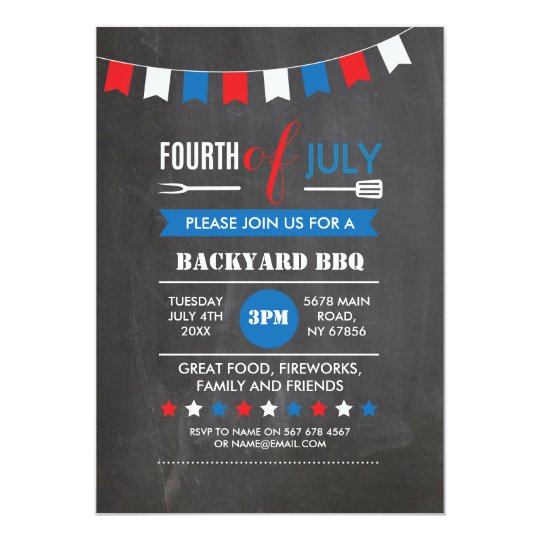 4th of July Backyard BBQ Independence Party Invite | Zazzle.com