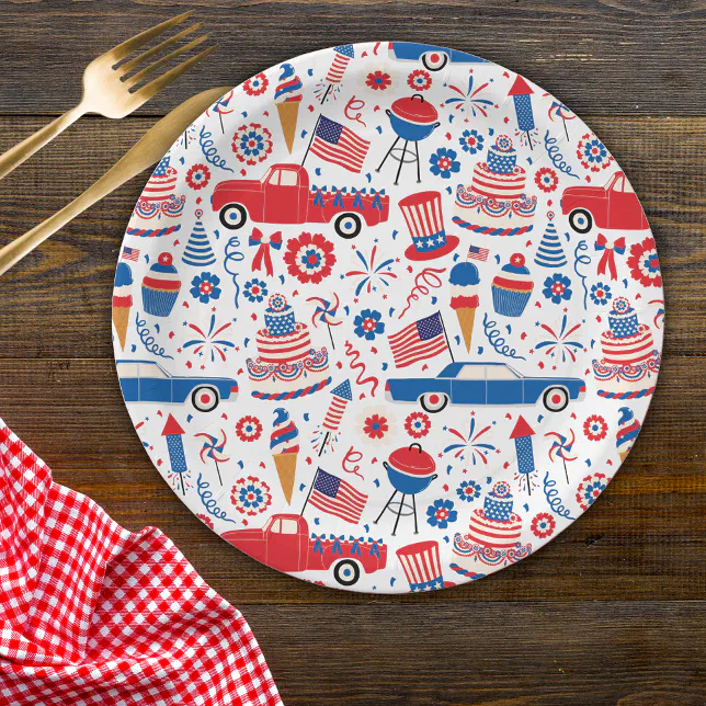 4th of July BBQ Americana Paper Plates | Zazzle