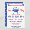 4th Of July BBQ Burger Hotdog Cookout Modern Invitation | Zazzle