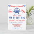 4th Of July BBQ Burger Hotdog Cookout Modern Invitation | Zazzle