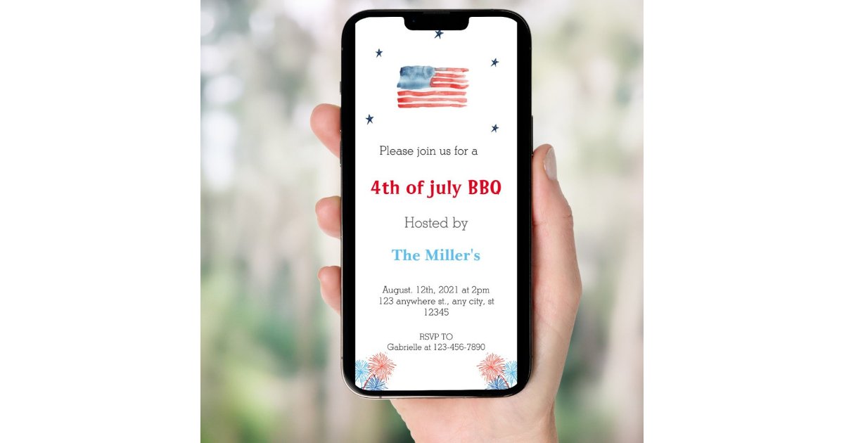 4th of july BBQ party Phone invitations | Zazzle