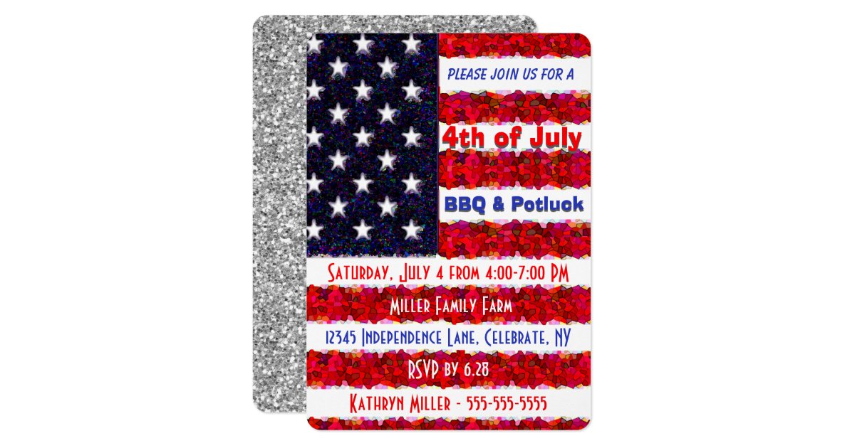 4th of July BBQ & Potluck Invitation | Zazzle.com