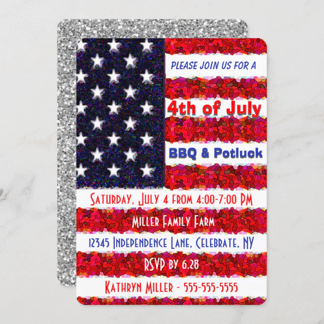 4th of July BBQ & Potluck Invitation | Zazzle