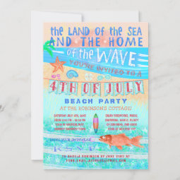 4th of July Beach or Pool Party | Summer Swimming Invitation | Zazzle