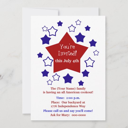 4th of July Cookout Invitation | Zazzle.com