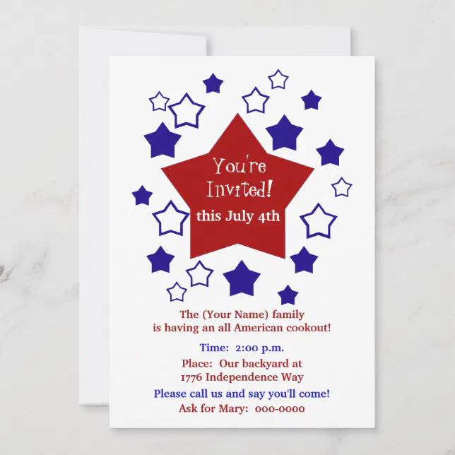 4th of July Cookout Invitation | Zazzle