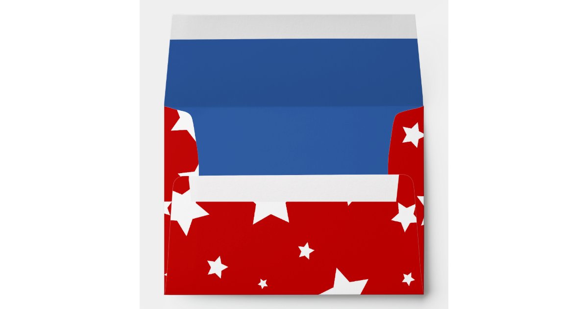 4th of July Envelope A7 White Stars on Red & Blue | Zazzle