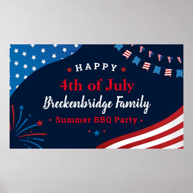 4th of July Family Summer BBQ Party Custom Poster | Zazzle