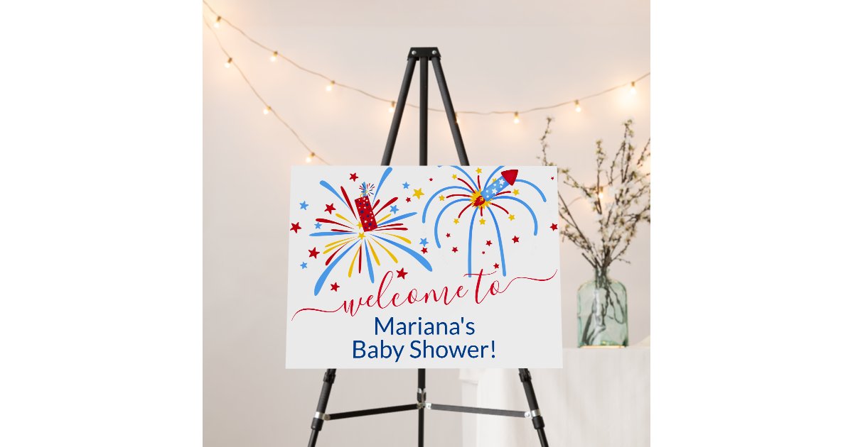 4th of July Fireworks Baby Shower Welcome Sign | Zazzle