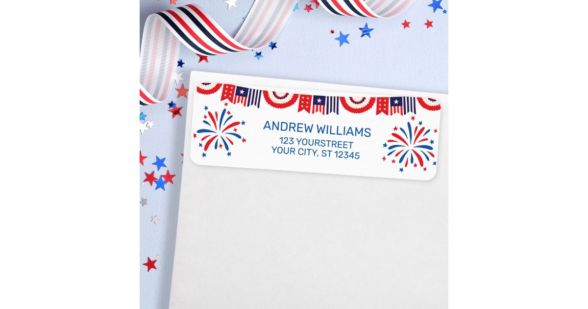 4th of July Fireworks Independence Day Return Label | Zazzle