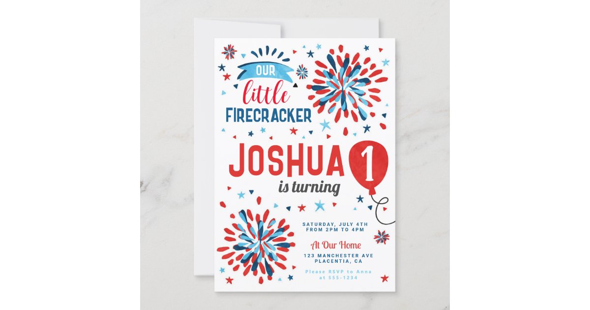 4th of July First birthday little firecracker Invitation | Zazzle