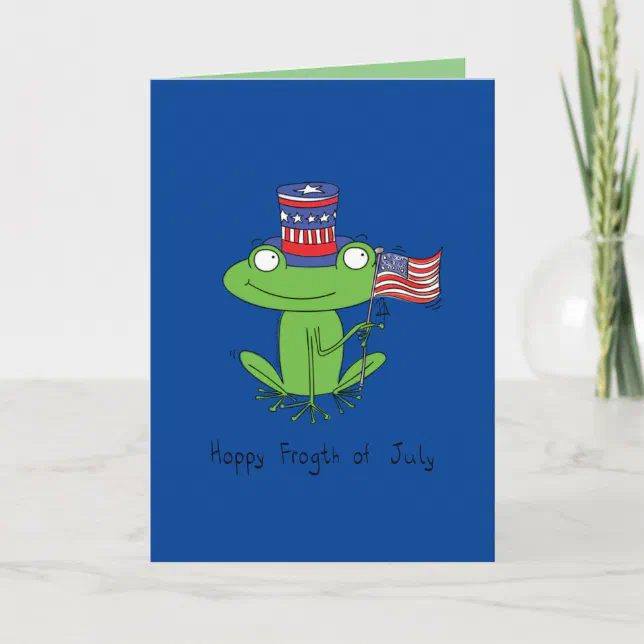 4th of July Funny American Frog Card | Zazzle