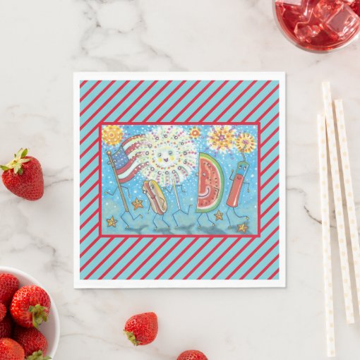 4TH OF JULY GANG, HOLIDAY PARADE PAPER NAPKINS | Zazzle