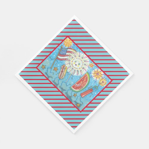 4TH OF JULY GANG, HOLIDAY PARADE PAPER NAPKINS | Zazzle