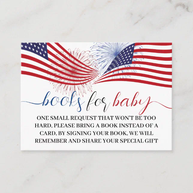 4th of July Gender reveal Books for Baby Enclosure Card | Zazzle